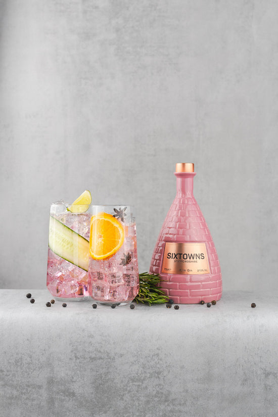 SIXTOWNS Pink Gin | Rhubarb Infused Premium Flavoured Gin